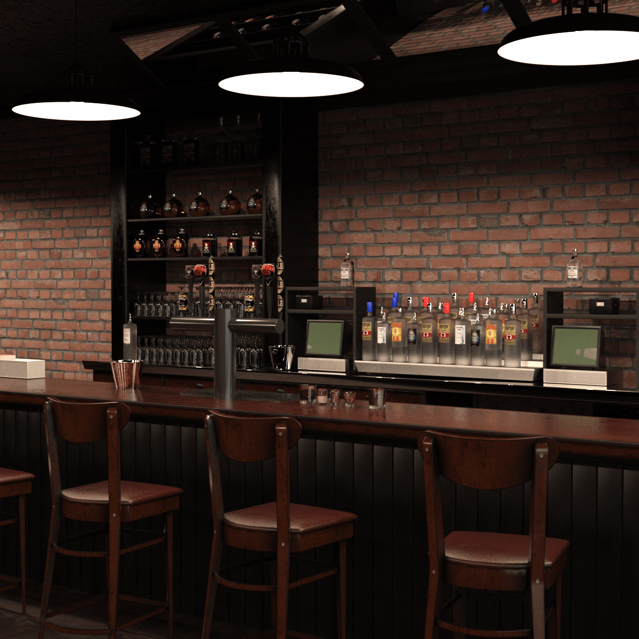Bar 3d Model with Character Poses | RenderGuide.com